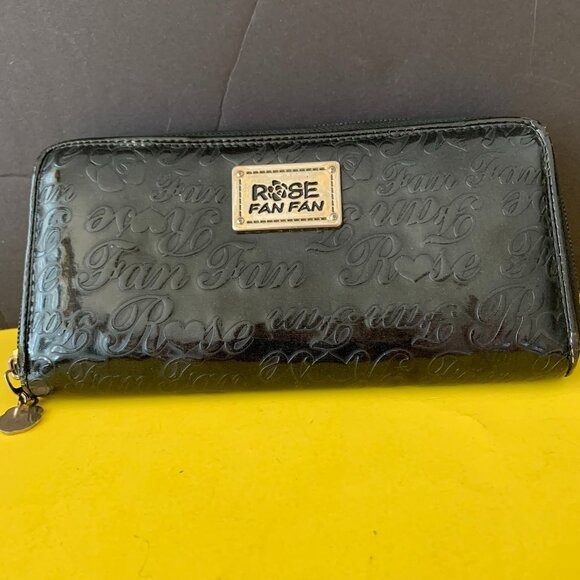 ROSE FAN FAN | Bags | Rose Fan Fan Rose Fan Fan Long Wallet Black ...